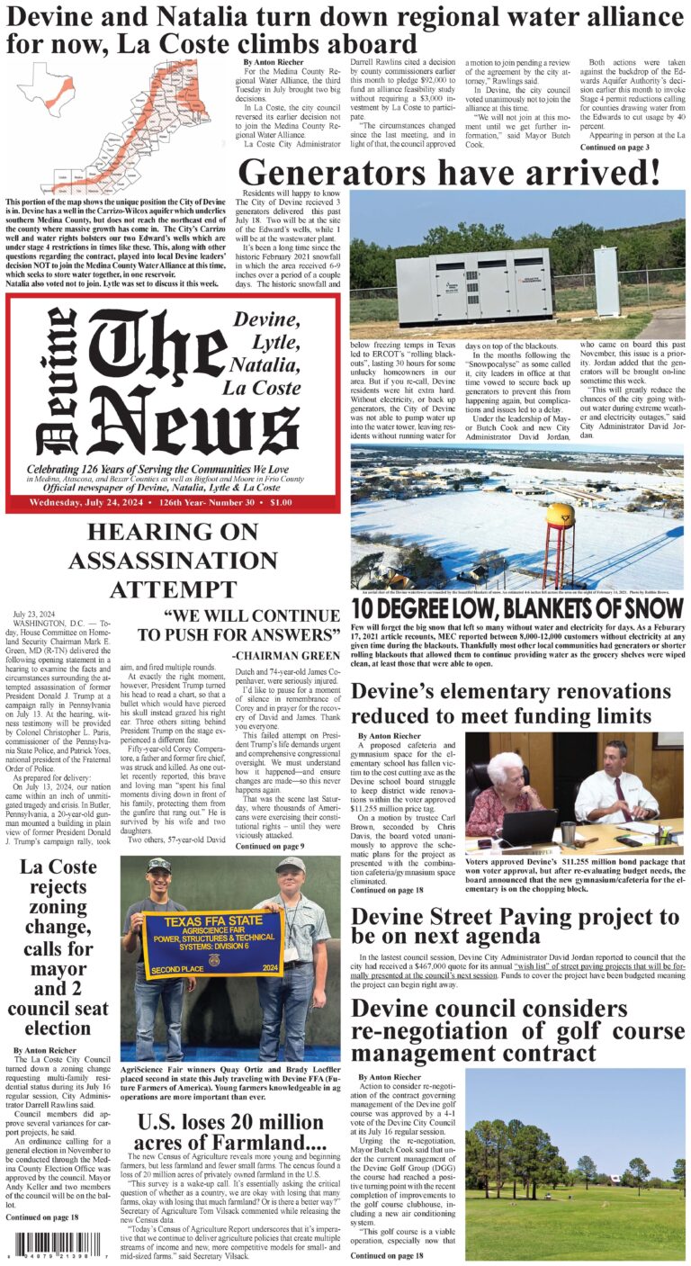 The Devine News – Celebrating 126 Years of Serving the communities of ...