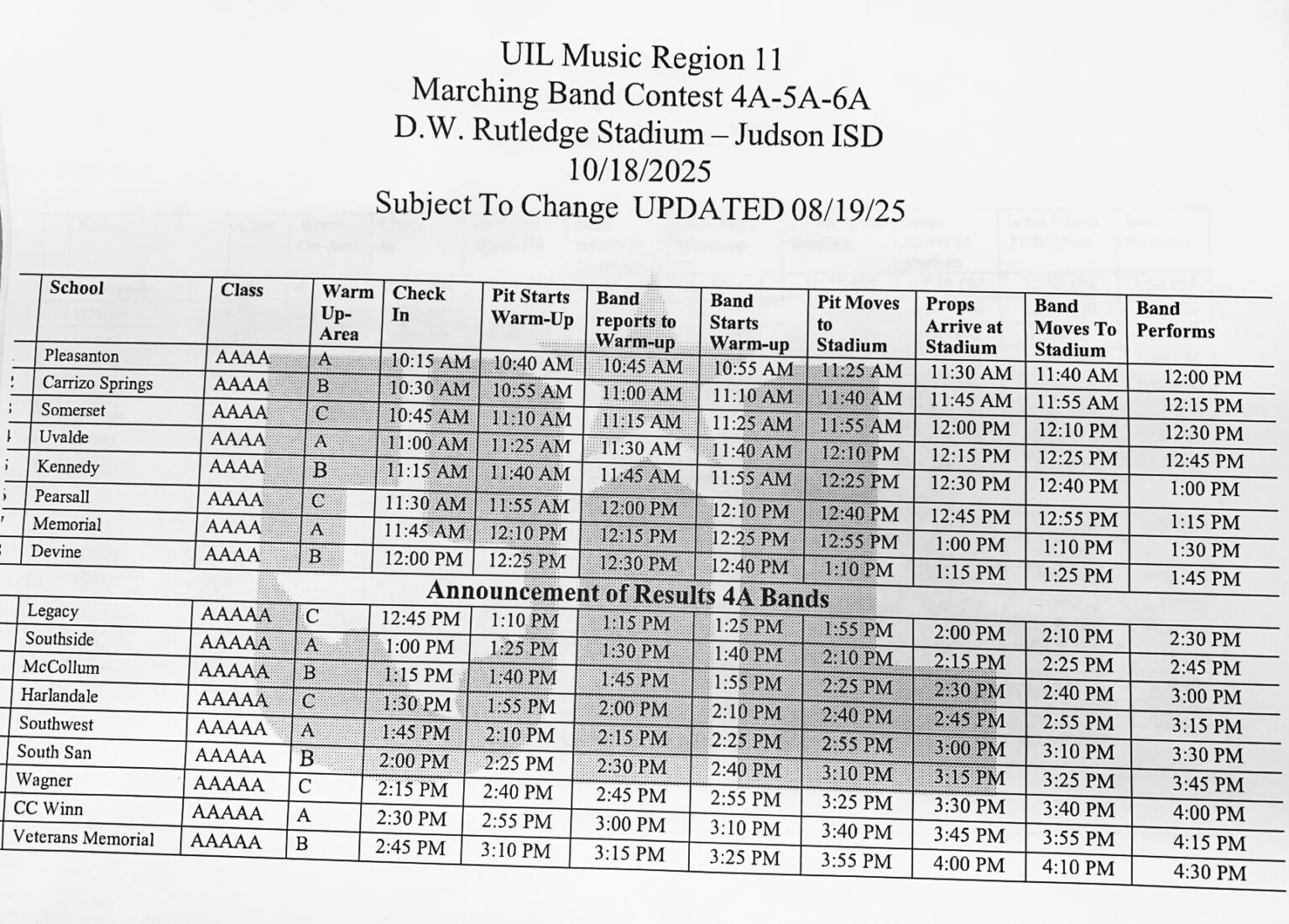 UIL Music Region 11 Marching Band Contest 4A-5A-6A – The Devine News