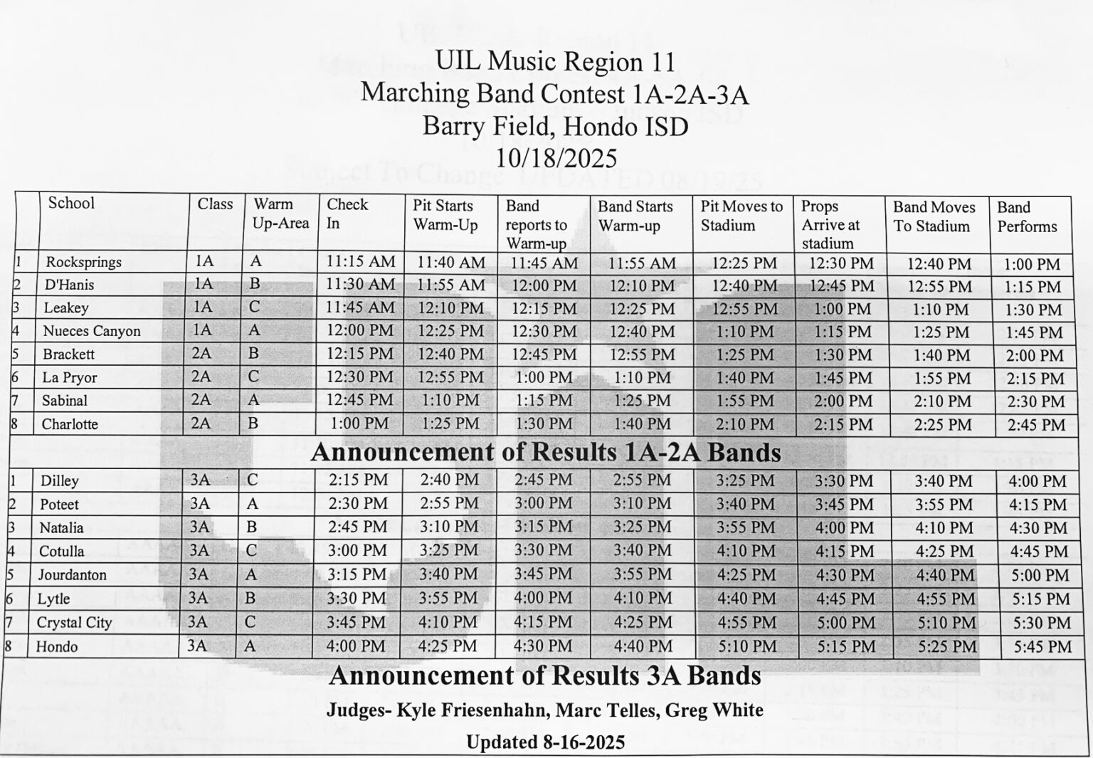 UIL Music Region 11 Marching Band Contesr 1A-2A-3A – The Devine News